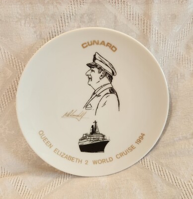 Queen Elizabeth 2 QE2 World Cruise 1994 Plate Signed Capt. Robin ...