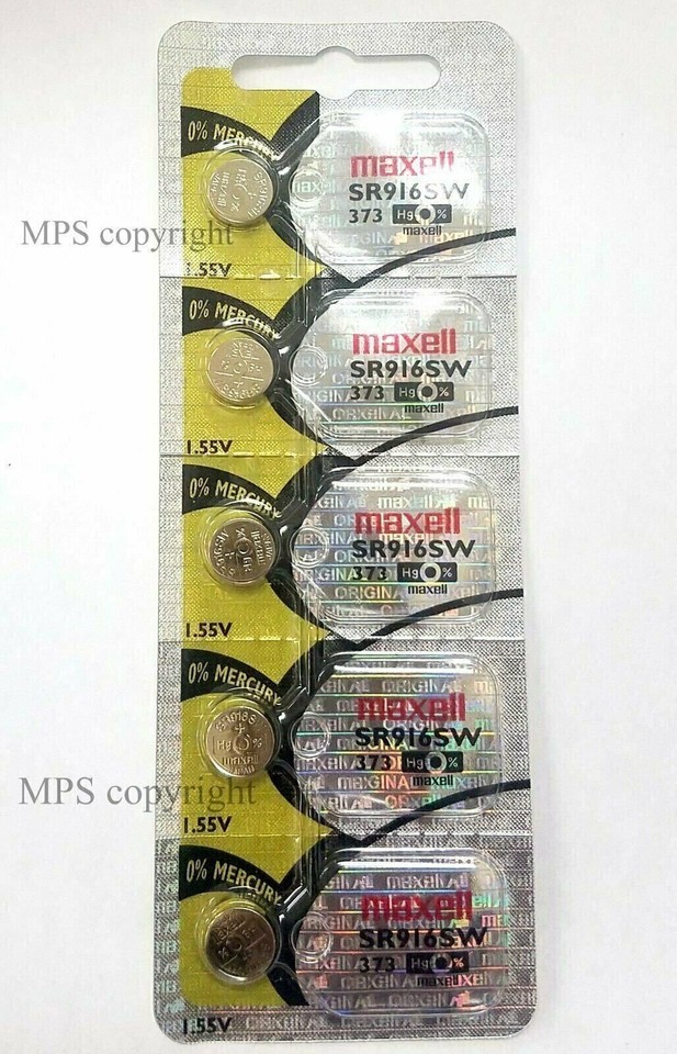 5 FRESH Maxell 373 SR916SW SR68 SR916 Silver Oxide Watch Battery BRAND ...