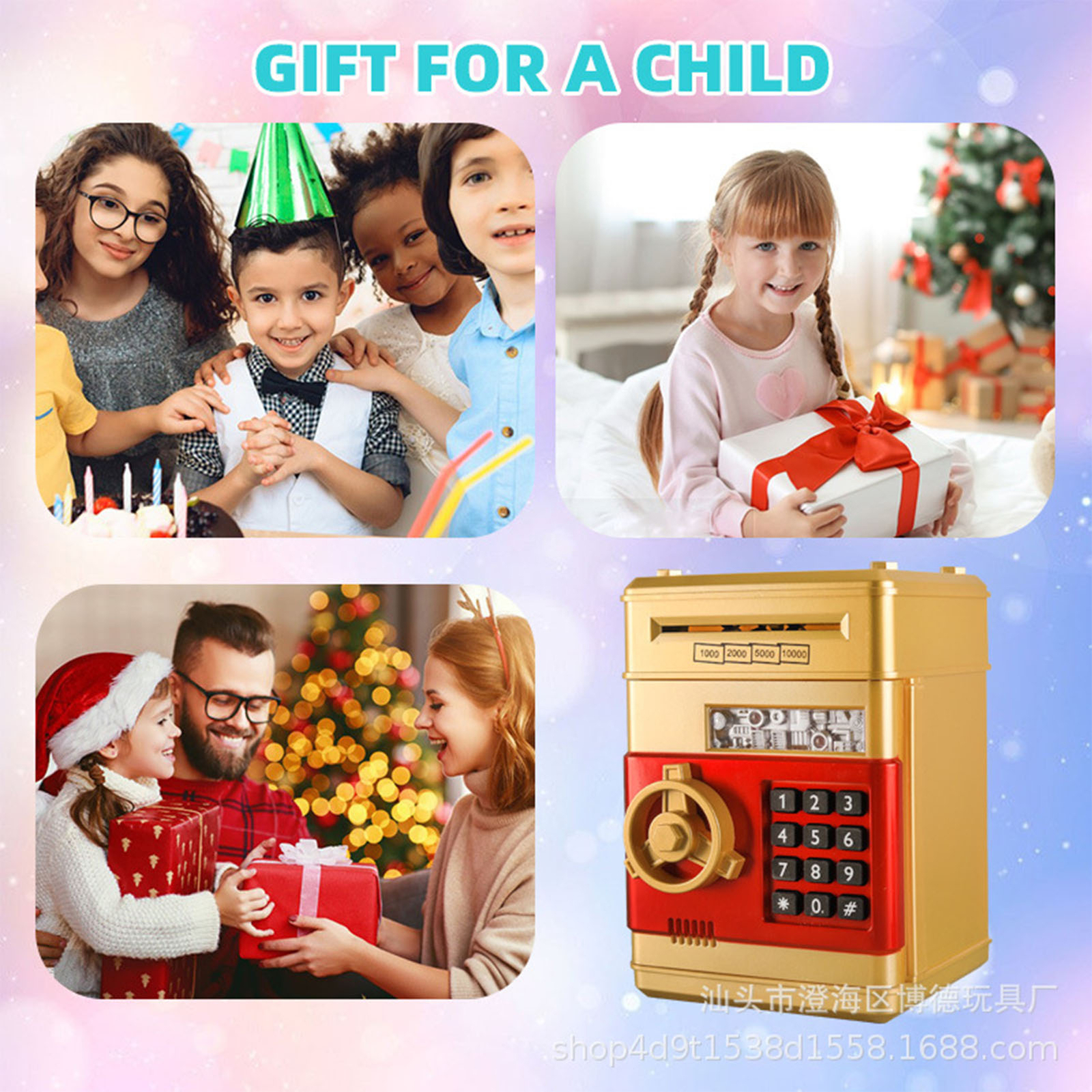 Kids Electronic Money Box Safe Piggy Bank Money Coin Note Mini ATM Cash ...