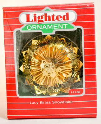 Hallmark: Lacy Brass Snowflake - Lighted Ornament - 1987 Keepsake ...