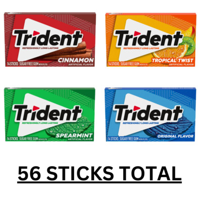 Trident Sugar Free Gum American Sweets (4 Mix Assorted Flavors Packets ...