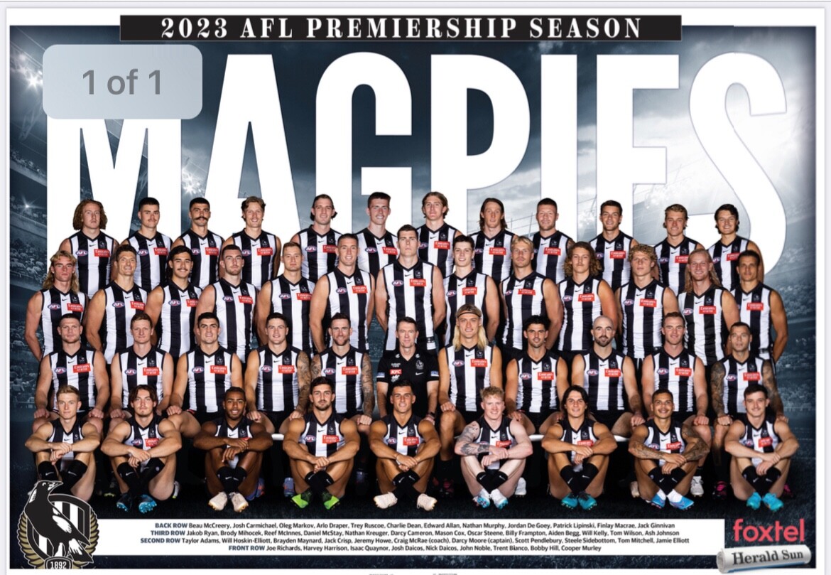 2023 Collingwood magpies team POSTER,AFL FOOTBALL,BIG HUGE 600mmx 420mm ...