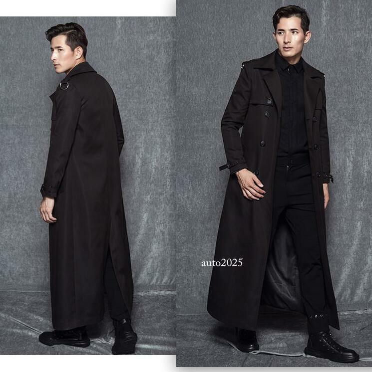 Double Breasted Mid Long Trench Coat Jacket Over Knee Length Overcoat ...