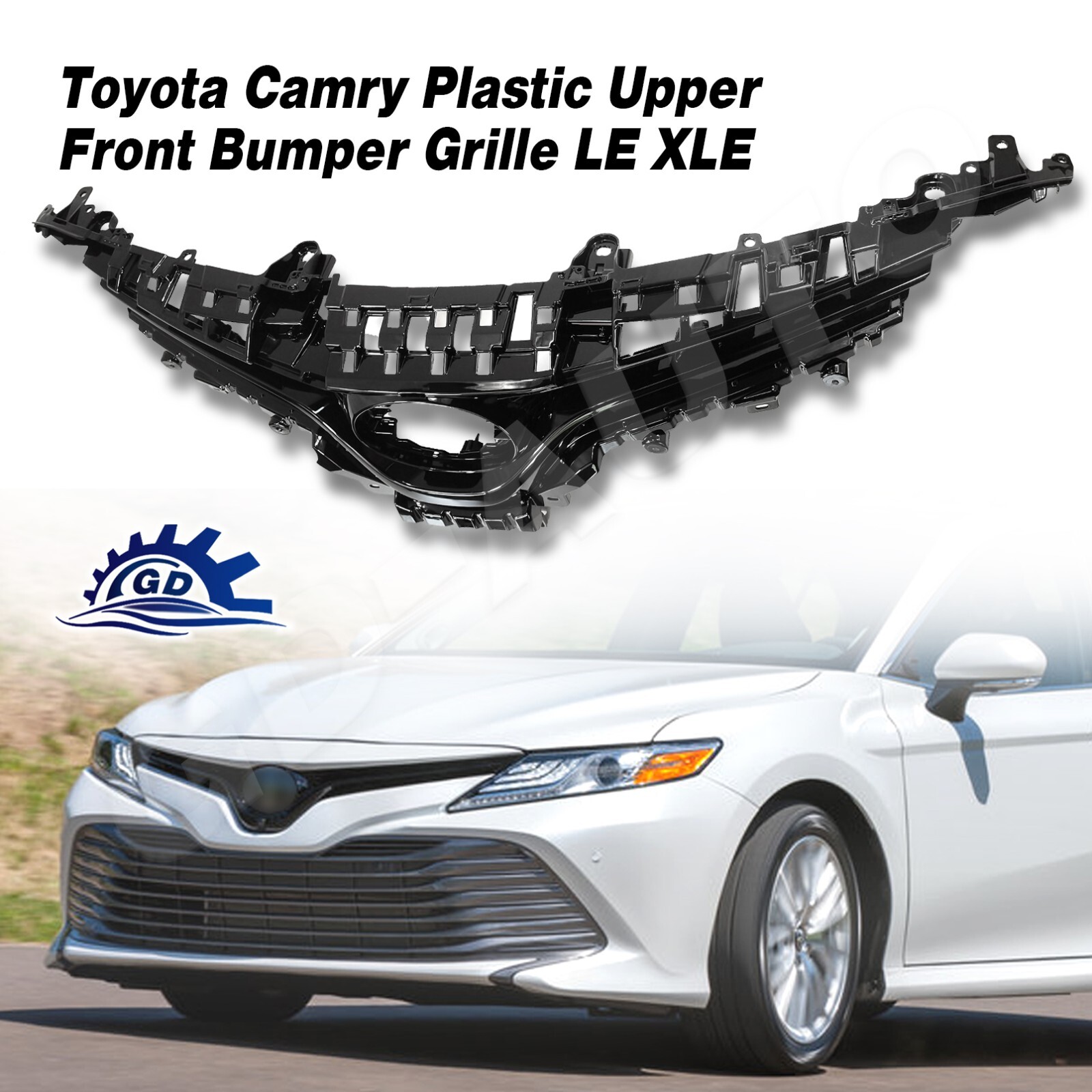 For 2018 2019 2020 Toyota Camry LE/XLE Front Bumper Upper Grille Glossy ...