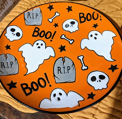 ELI + ANA HALLOWEEN GHOST Plates BOO R.IP 8" Salad Dessert Set of 4 ...