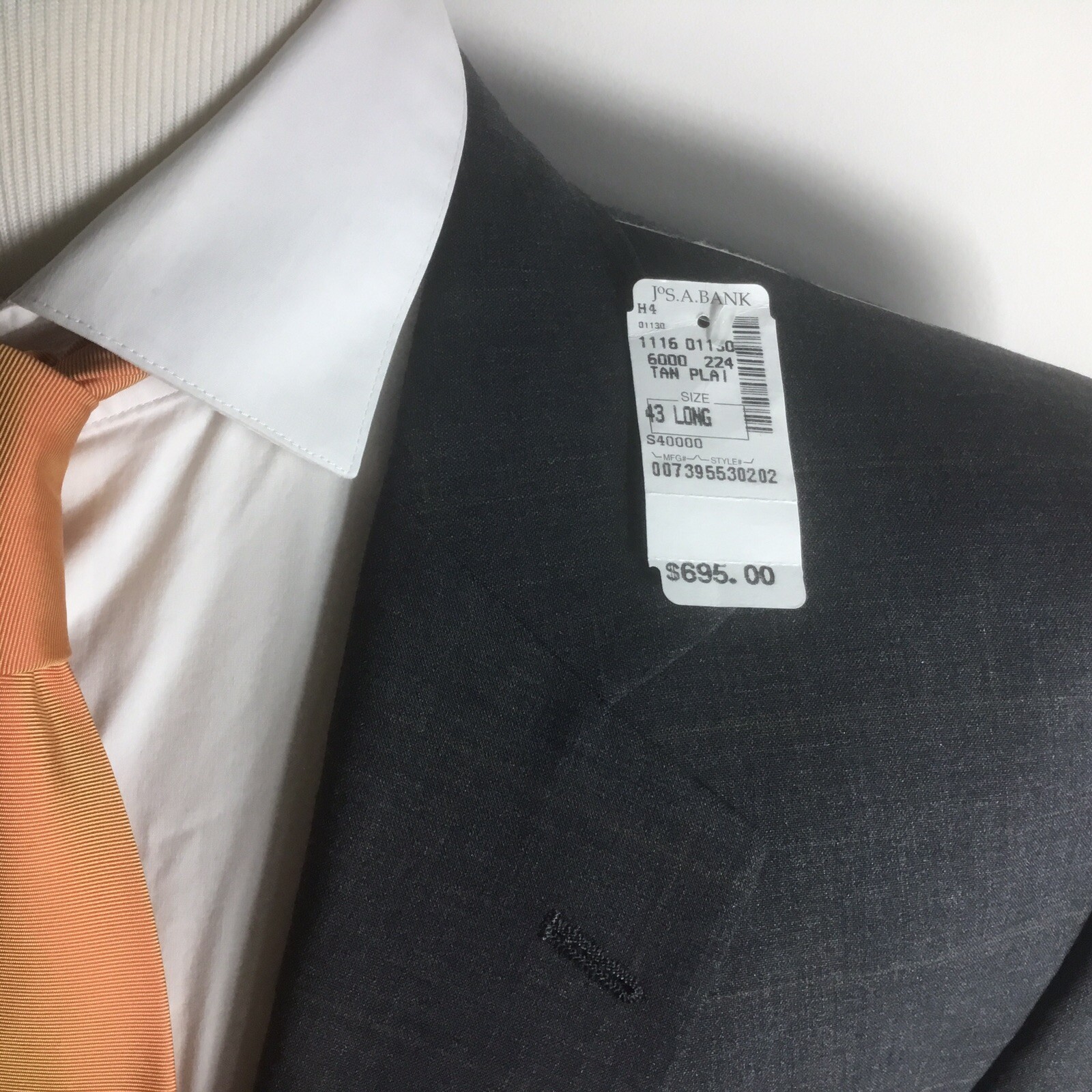 Jos.A.Bank Wool Super 110s Gray Plaid 2 Btn 2PC Suit Size 43L/W37 New ...