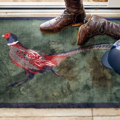 Hug Rug 85x65cm (PHEASANT 2 GREEN) Dirt Trapper Door Mat Machine ...