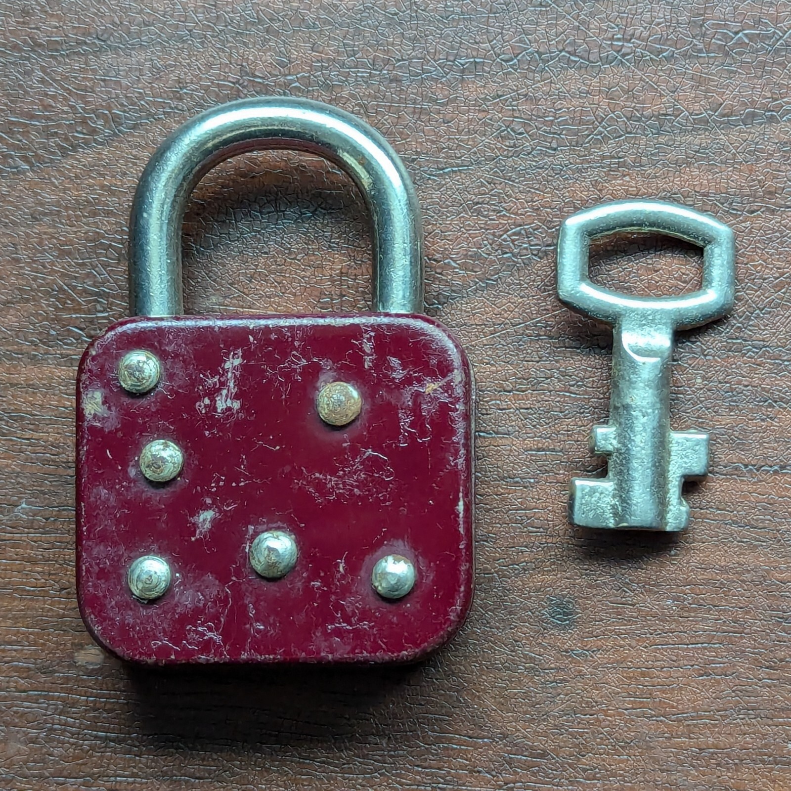 Antique Red Metal German? Padlock With Key - Free Shipping | eBay