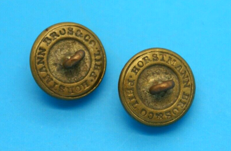 PAIR CIVIL WAR KEPI HAT BUTTONS HORSTMANN BROS & CO - 3 PIECE BRASS | eBay