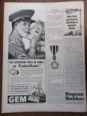 1943 Gem Razor Shaving Ad Situation's Well in Hand No '5 o'clock Shadow ...