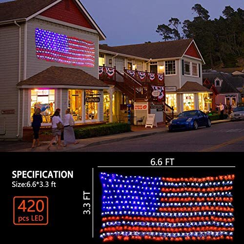 4th of July Decorations, 420 LED 24V Plug in Red White and Blue Plug in ...