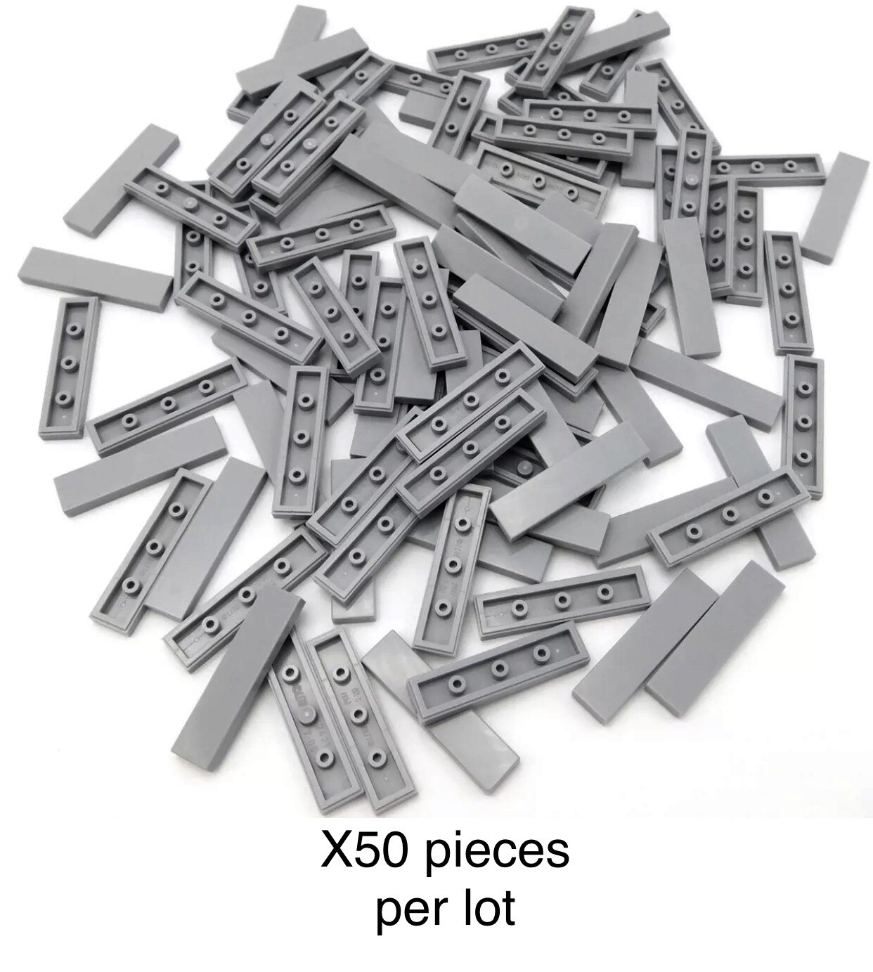 Lego 50 Light Bluish Gray 1x4 Tile / Smooth Finishing Floor Tiles ...