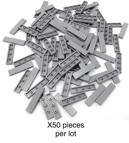 Lego 50 Light Bluish Gray 1x4 Tile / Smooth Finishing Floor Tiles ...