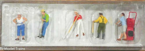 Preiser HO #10463 Gardening, tools, Mower (5 Figures) Hand Painted (1 ...