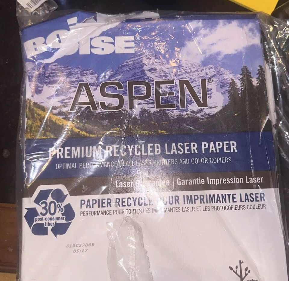 Boise Aspen Premium Recycle Copy Paper 8.5" x 11" 24 #96 Bright White ...