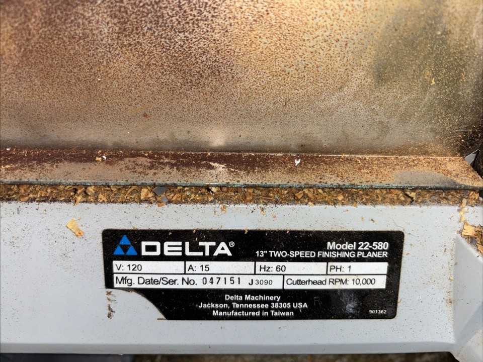 Delta Model 22-580 Vintage 13” 2 Speed Finishing Portable Planer 15 Amp ...