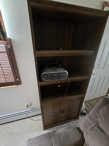 6 foot tall Walnut Bookcase with 4 shelves and doors on bottom | eBay
