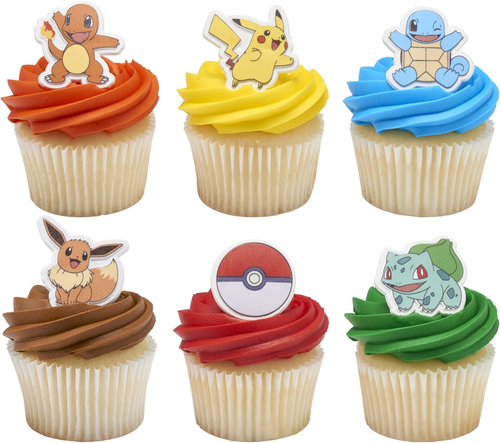 Decopac Pokémon Rings, Cupcake Decorations with Pikachu, Bulbasaur ...