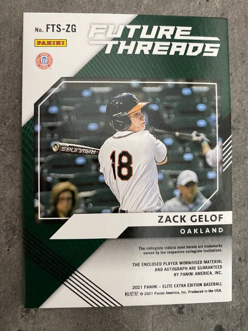 ZACK GELOF 2021 ELITE EXTRA EDITION FUTURE THREADS RELIC RC AUTO ...