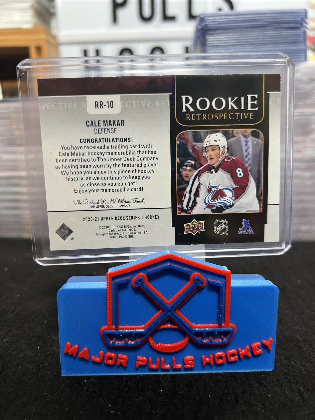 CALE MAKAR 20-21 UD ROOKIE RETROSPECTIVE GOLD GAME USED RC JERSEY CARD ...