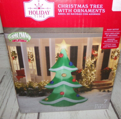 New Holiday Time Lighted Christmas Tree w/ ornaments Airblown ...