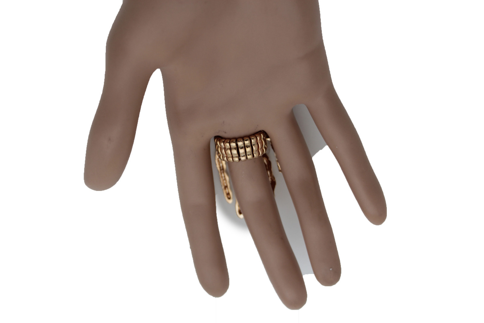 Women Gold Metal Ring Fashion Jewelry Skeleton Fingers Hand Skull Bones ...