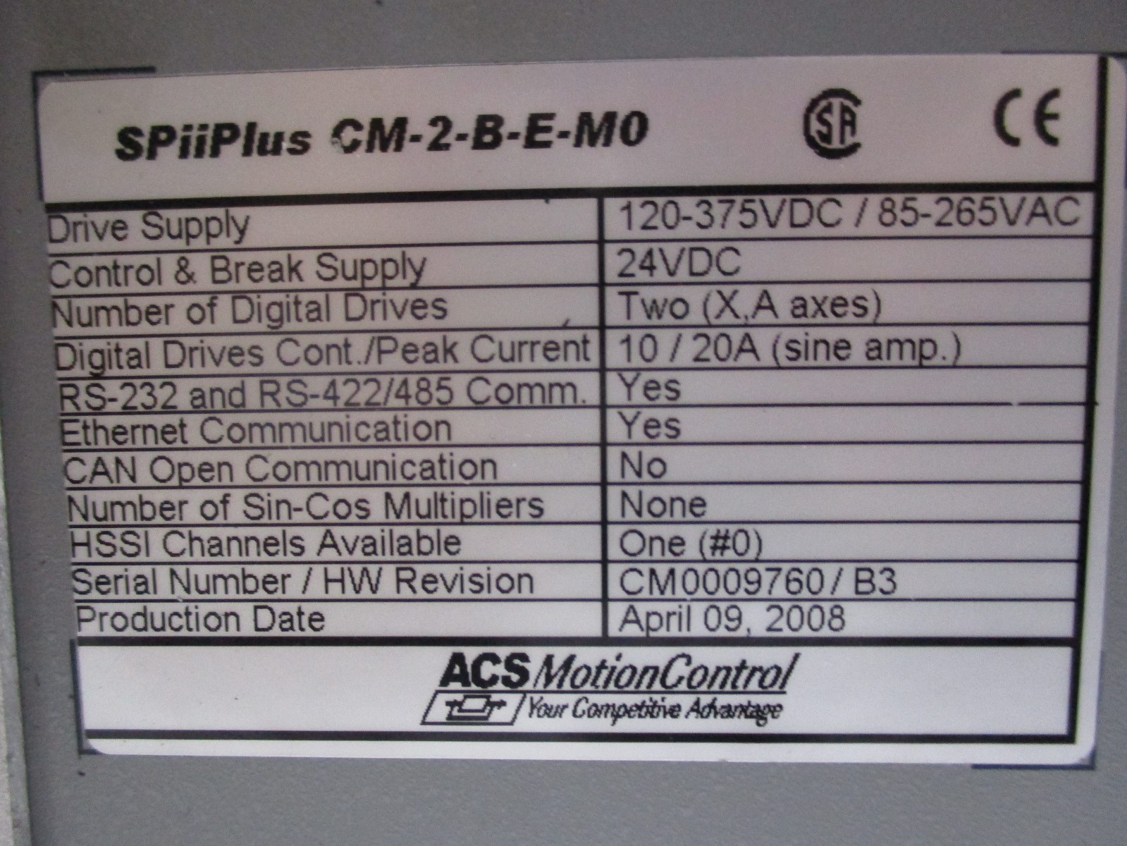 ACS Motion Control SPiiPlus CM-2-B-E-M0 Digital Current Loop | eBay