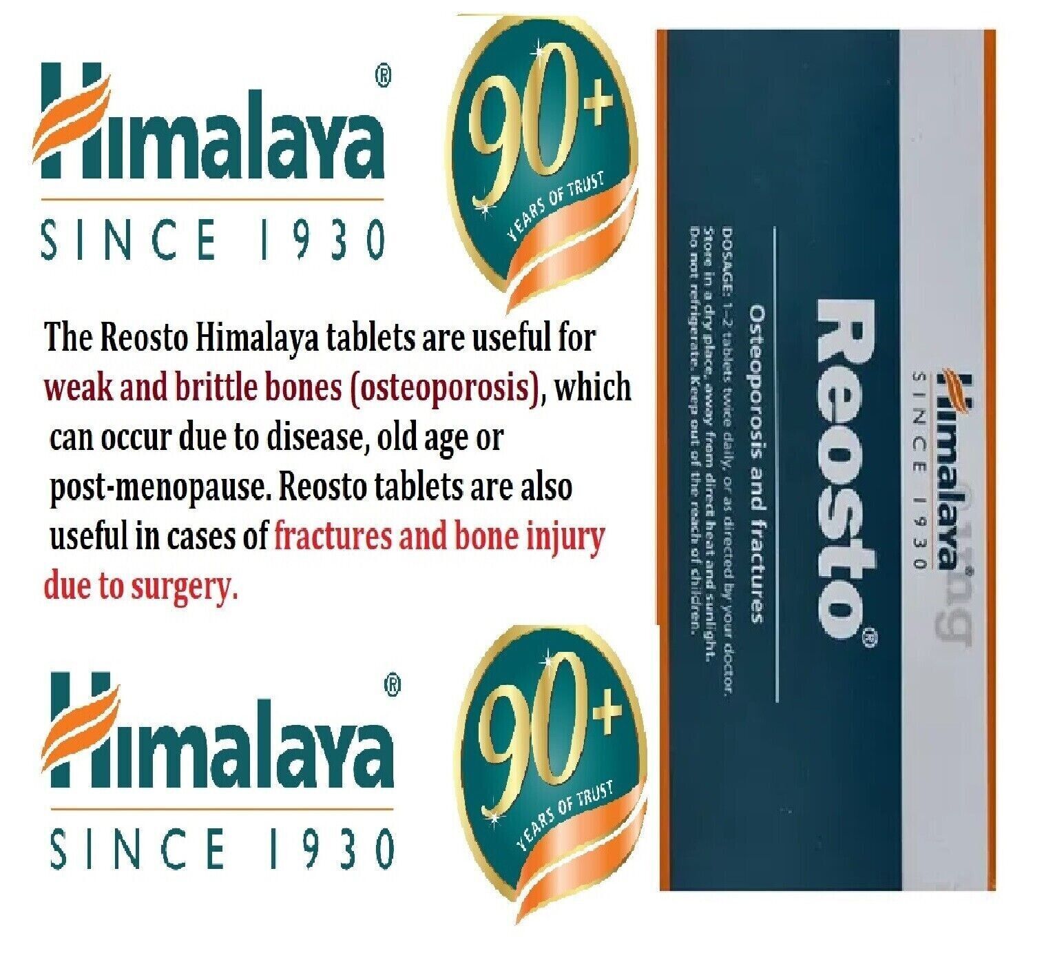 Himalaya Reosto Manages Bone Health Osteoporosis 5 BOX 300 TABS FREE ...