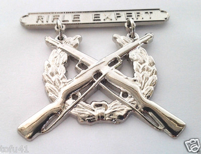 US MARINES RIFLE EXPERT QUALIFICATION BADGE (1-15/16") Military Pin ...