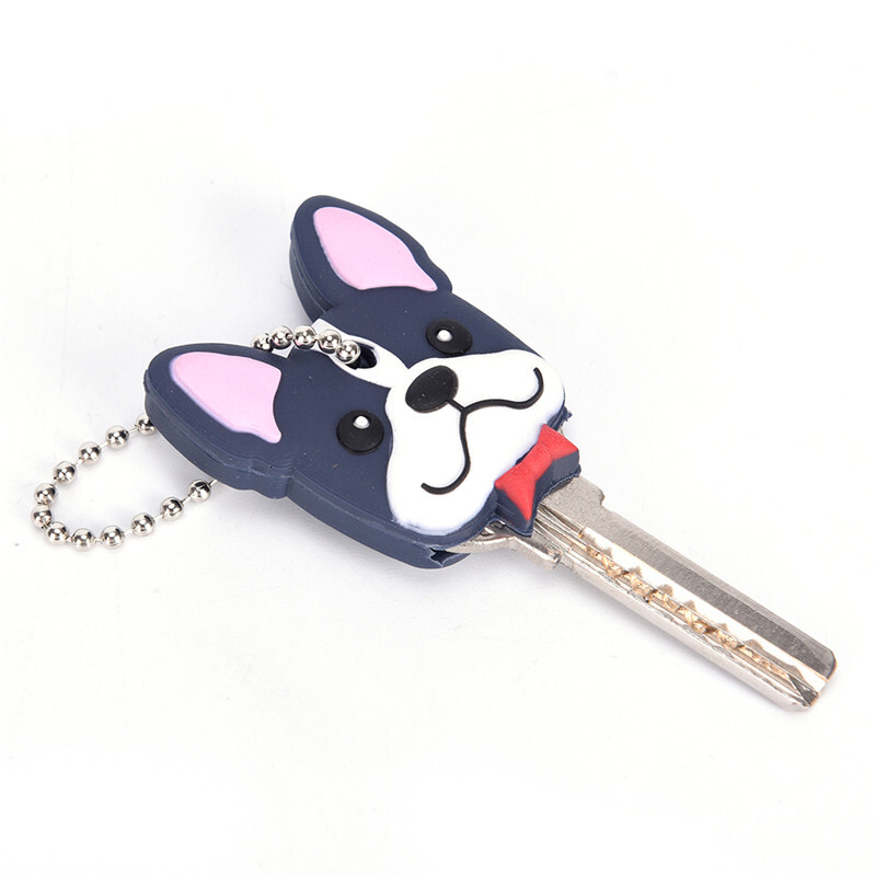 Silicone Puppy Pug Cat Rabbit Key Cover Cap Keychain Key Ring PVC Key ...