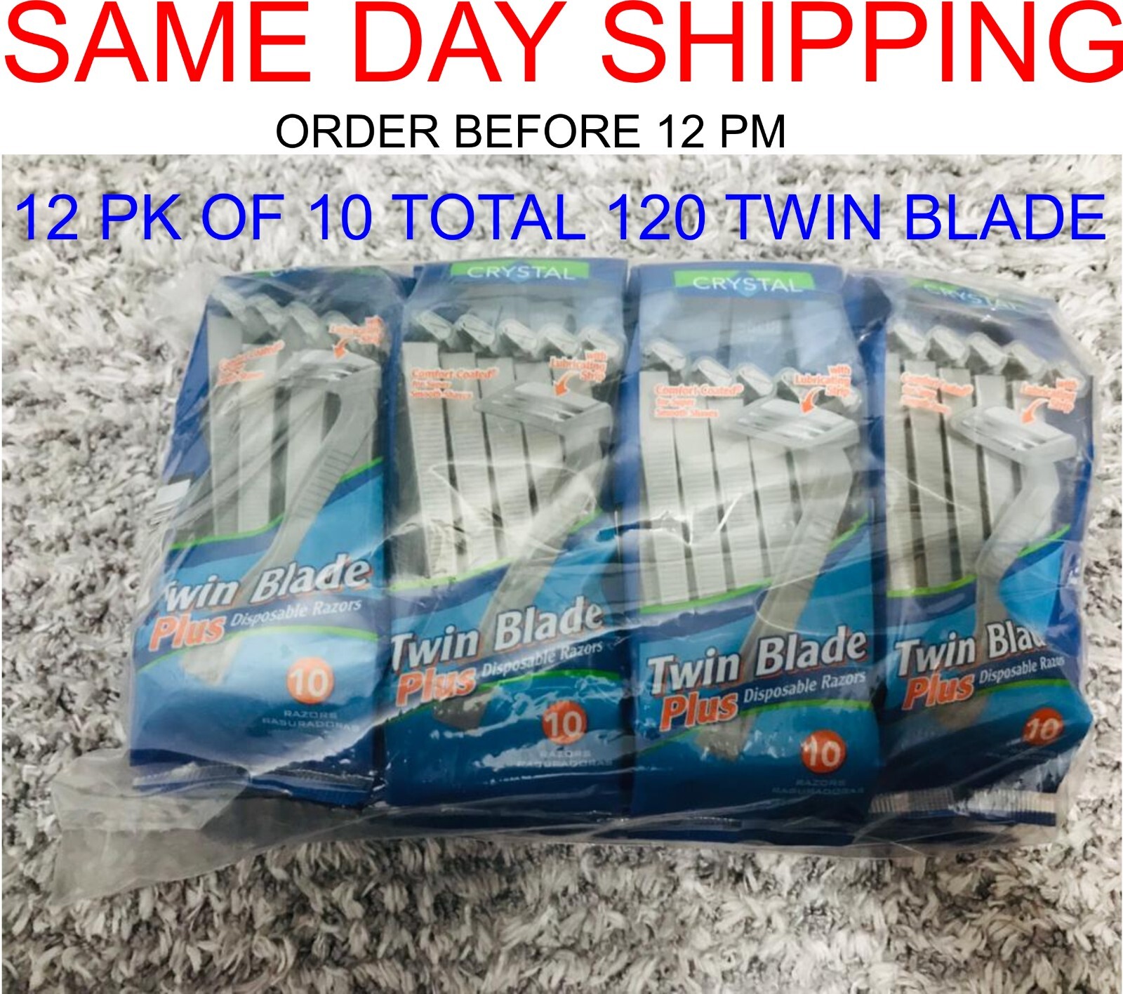 12 Packs of 10 total (120) Comfort Coated Twin Blade Total Disposable ...