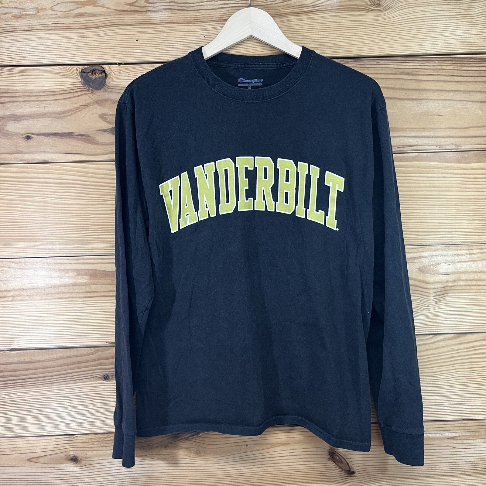 Champion Vanderbilt Shirt Mens Medium Long Sleeve Tee Black Gold Logo ...