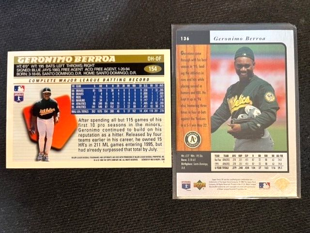 MLB - Geronimo Berroa 1996 Topps & 1996 Upper Deck SP - A's | eBay
