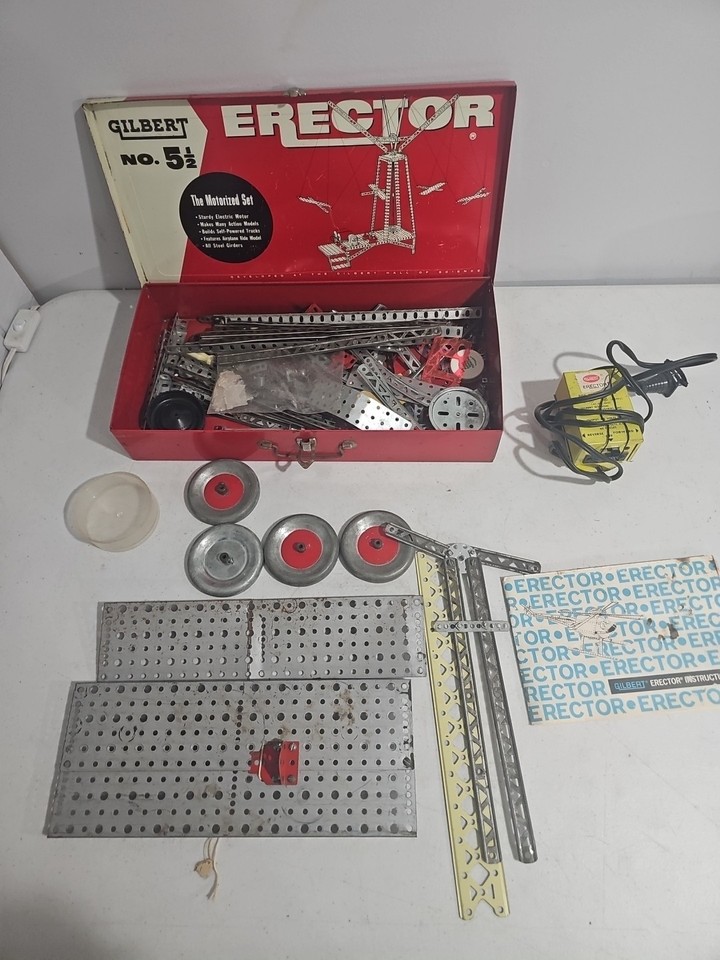 Vintage Gilbert Erector Set No. 5 1/2 The Motorized Set- Incomplete For ...