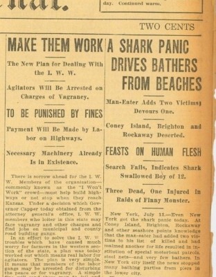 Matawan Man Eater Shark Panic on Beach Feast's on Human Flesh. 3 Dead ...