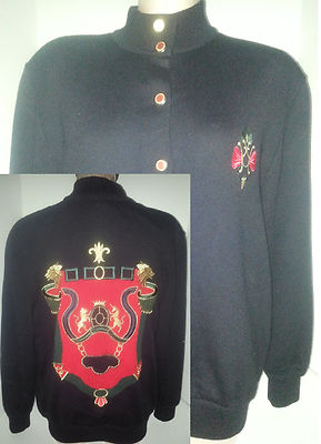 YARELL Womens Cardigan Button Embroidered Sweater Jacket Sz 10 M Medium ...