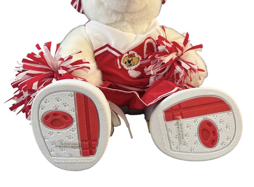 Vintage Cheerleader Build A Bear With Red White Cheer Outfit Pom Poms ...