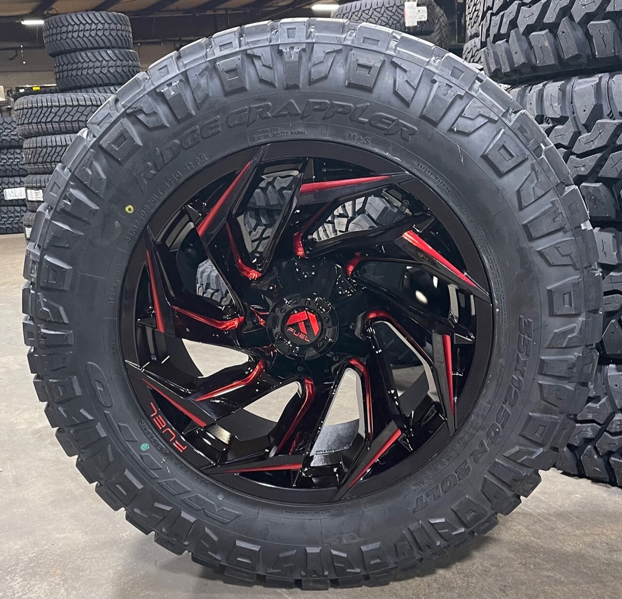 4 20x10 Fuel D755 Reaction Red Wheels 35" Nitto AT Tires 6x135 Ford ...