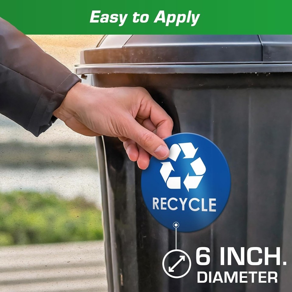 [Extra Large] Recycle Sticker Trash Can Labels - [6" x 6" - 4 Pack Set ...