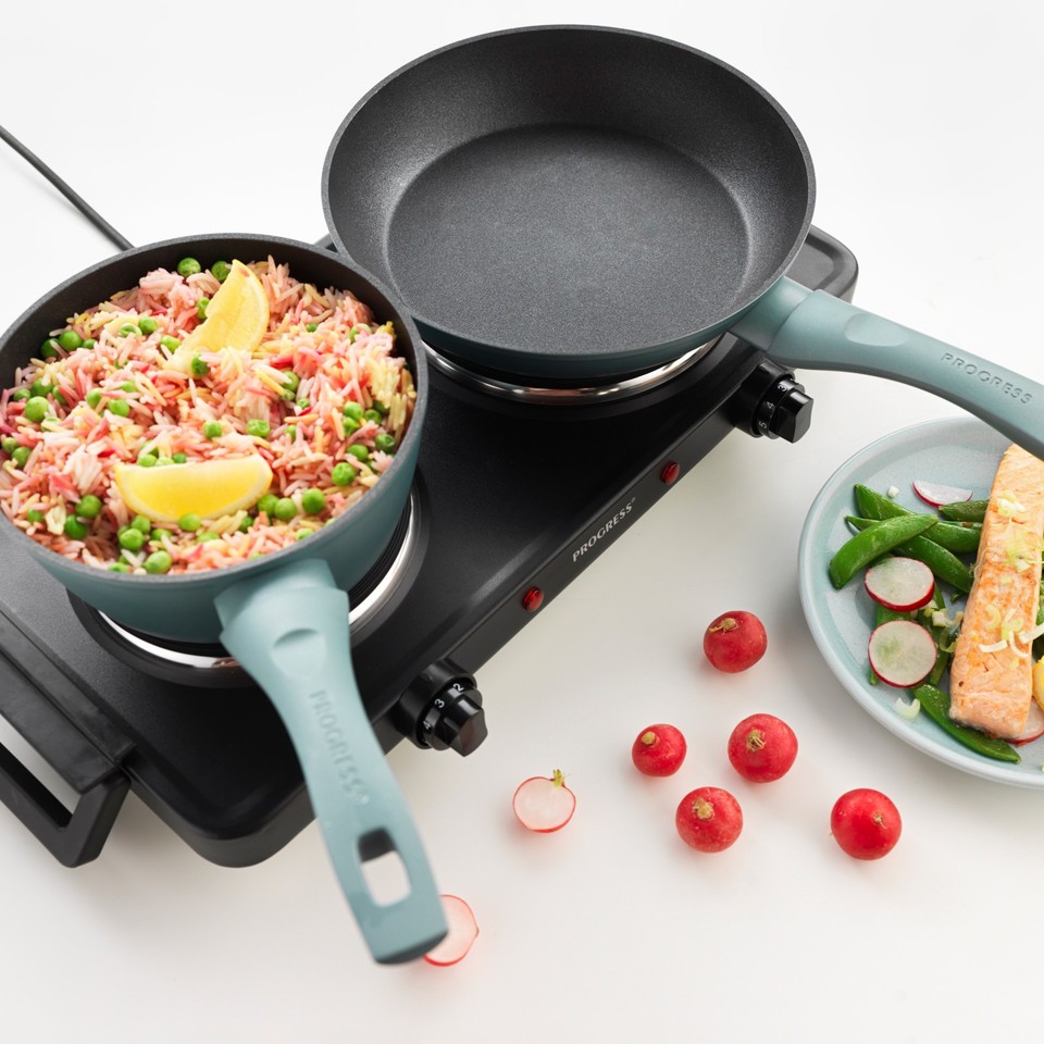 Progress Twin Hot Plate Electric Portable Tabletop Cooker Kitchen Hob ...