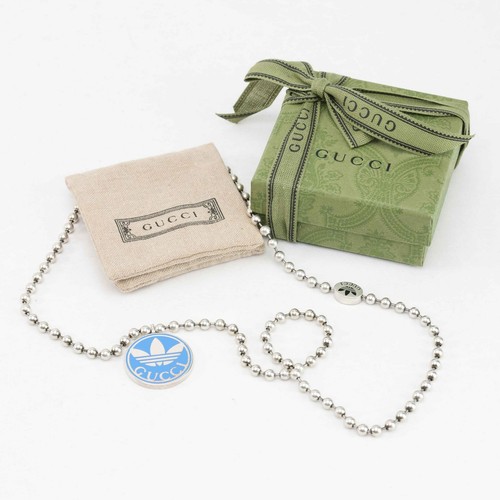 Gucci x Adidas Limited Edition Blue Pendant Silver Chain Necklace | eBay