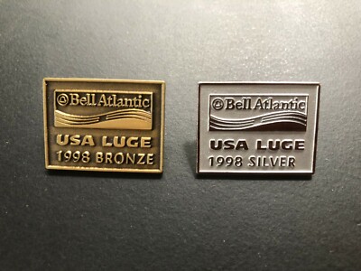 BELL ATLANTIC USA LUGE 1998 BRONZE & SILVER (2)Commemorative TIE/ LAPEL ...