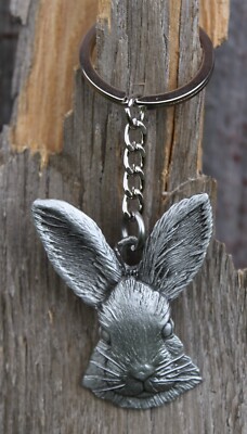 Lead Free Pewter Rabbit Keychain pet animal bunny key chain Hastings ...