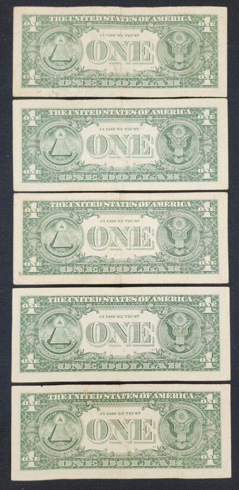 LOT (5) 2013 DUPLICATE SERIES (New York) "B" $1 ONE DOLLAR STAR NOTES ...