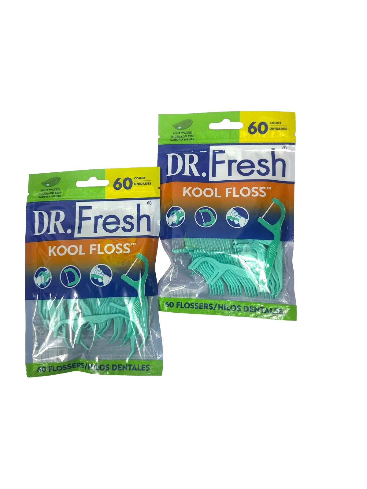 3 Pack Dr. Fresh Kool Floss, Mint Waxed Dental Flossers, 60 Count | eBay