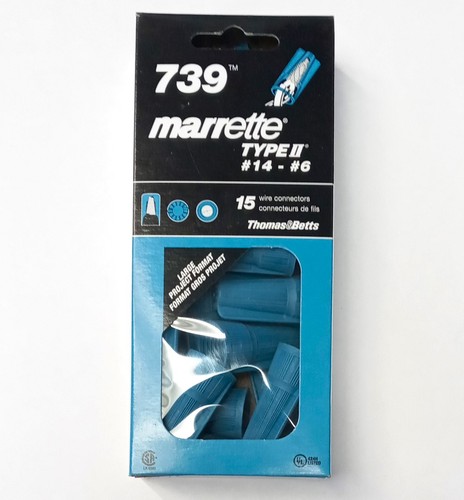 Thomas & Betts Marrette Type II #14-#6 Blue Wire Connectors 15pcs 739B ...