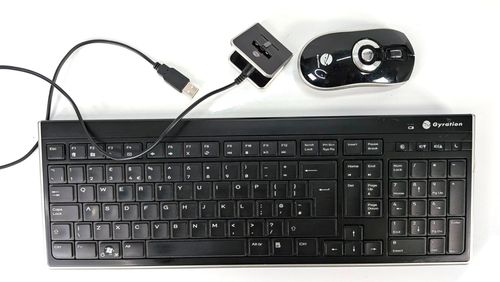 Gyration Wireless Keyboard Air Mouse Set AS04108 AS04024 With Dock USB ...