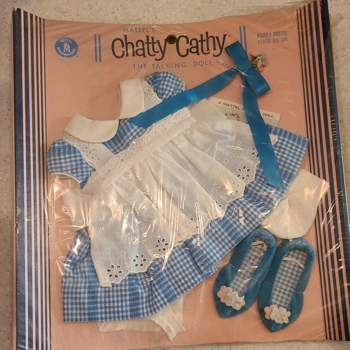 NEW Vintage 60s Chatty Cathy BLUE "Party Dress" Doll Clothes #691 Very ...