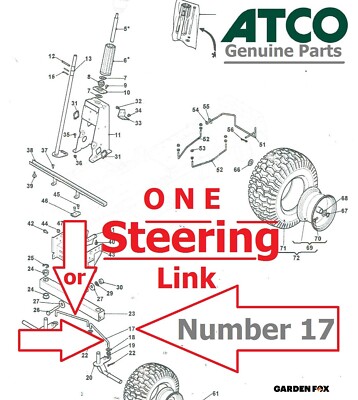 Genuine ATCO 27H Rider Mower - One LH or RH ( same ) STEERING LINK ROD ...