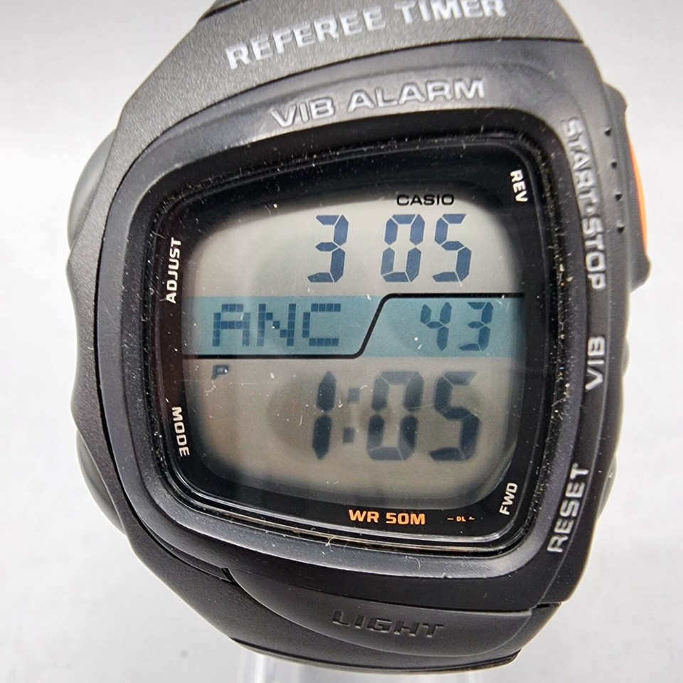 Casio Refree Timer Watch Men 39mm Digital Black PHYS Alarm Chrono New ...